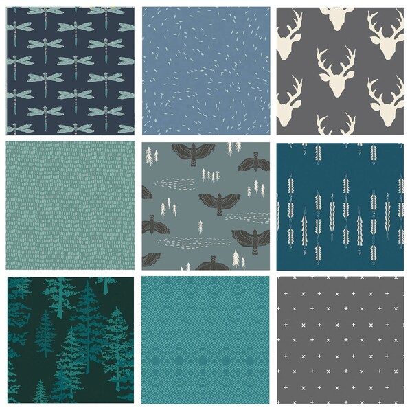 Teal Gray Fabric - Etsy