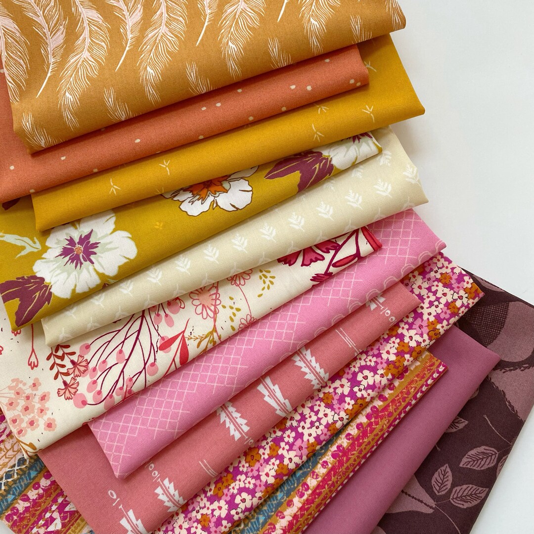 Sunrise Curated Bundle | Eggplant Gold Pink Floral Fabrics | Rich ...