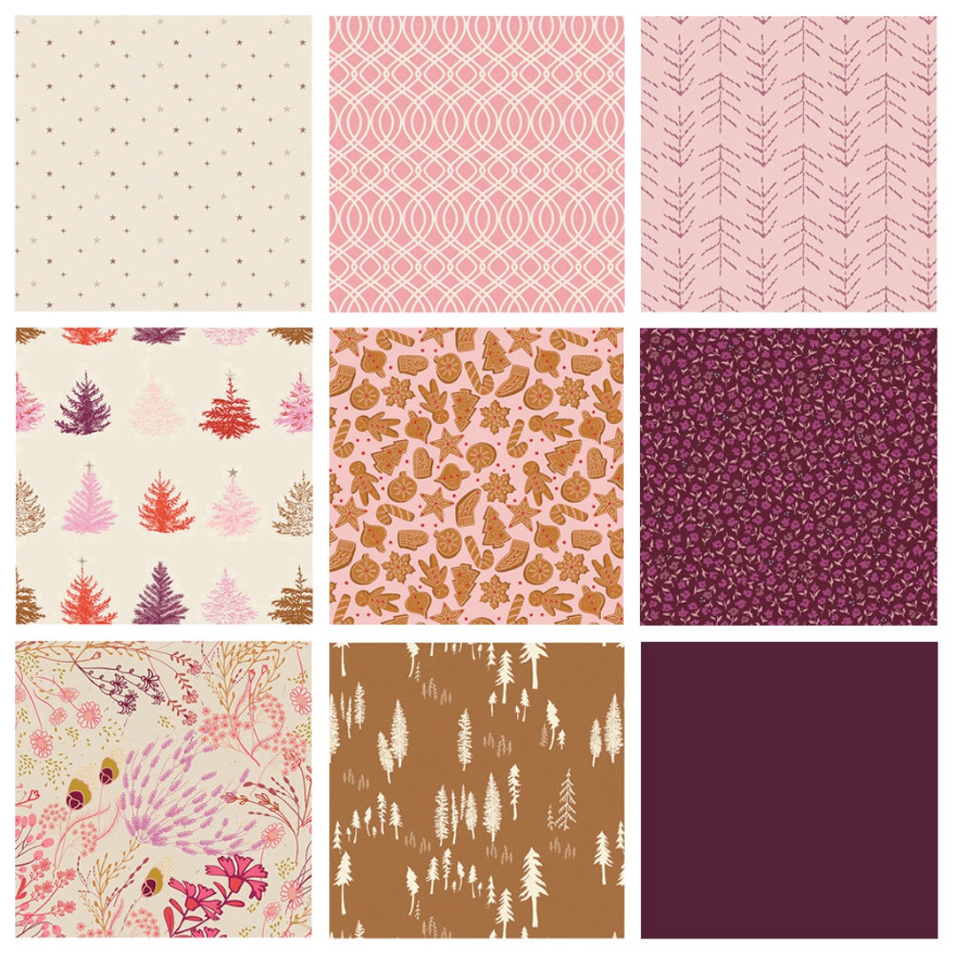 Plum Pudding Curated Bundle | Christmas Fabrics in Purple Tan Pink ...