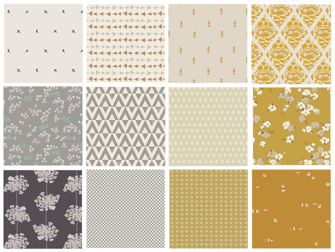 Neutral Colored Fabrics for Quilting Floral Fabrics in Gray, Gold and ...