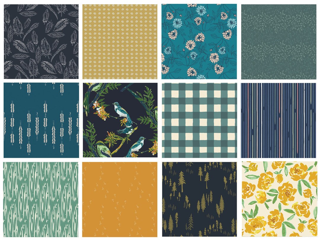 Treetop Melody Rich Dark Colored Fabric Bundle Bloomsbury - Etsy