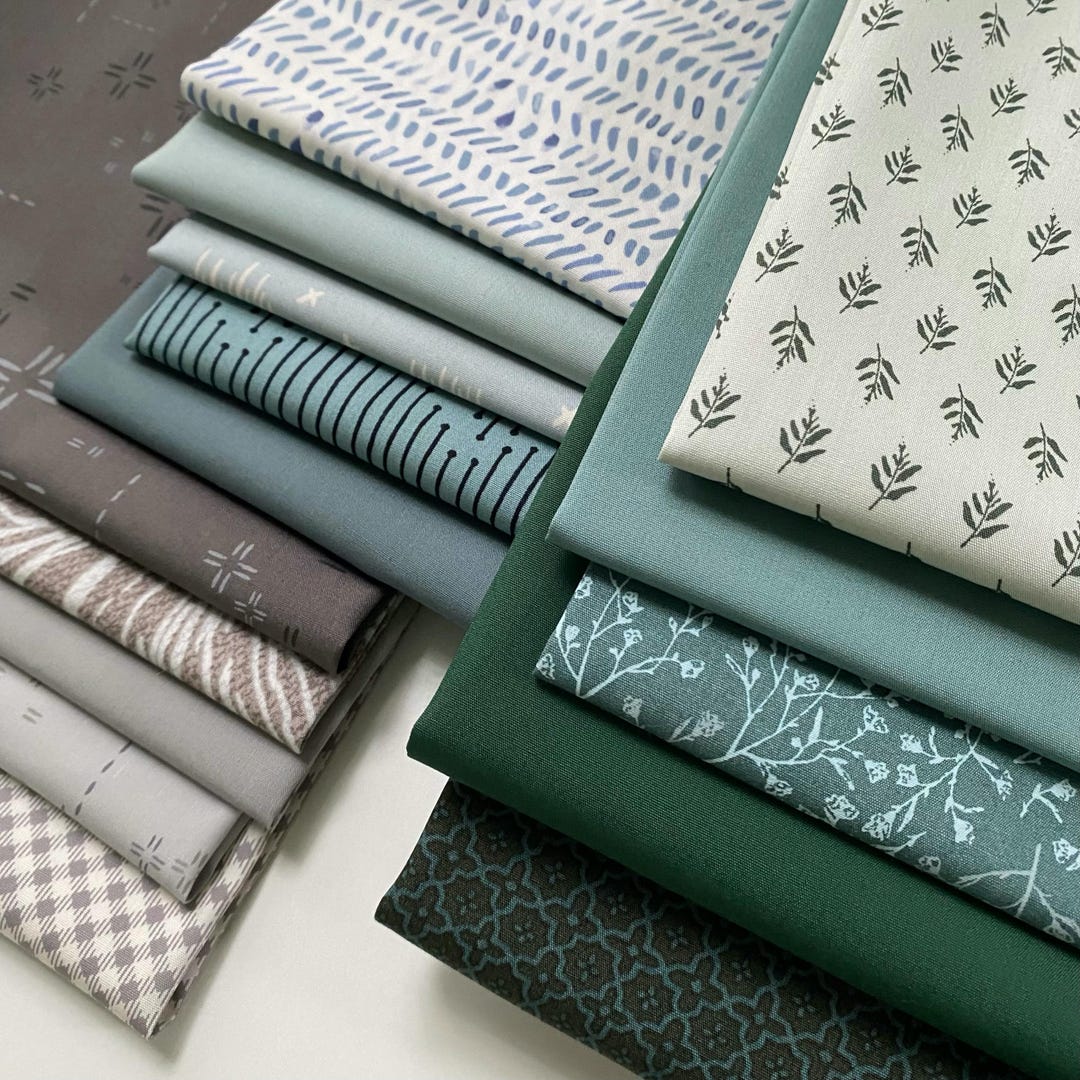 Cool as a Cucumber Curated Bundle | Blue Green Gray Fabrics | Various ...