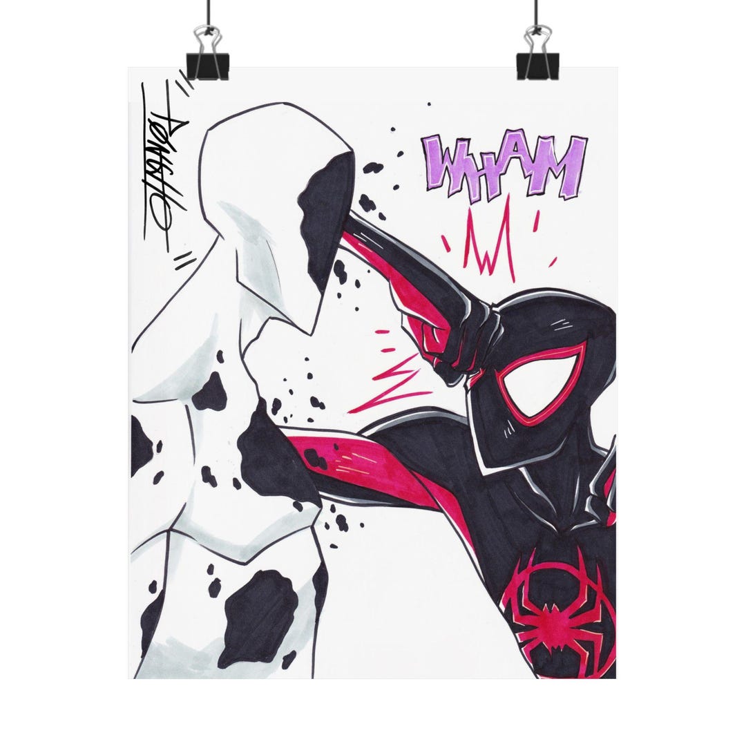 Spiderman Vs the Spot Drawing Art Print 8''x10'' - Etsy