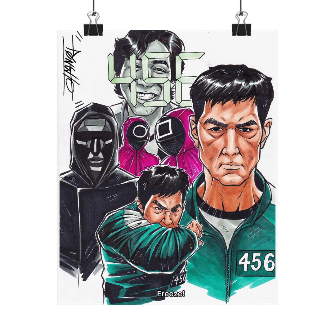 Squid Game Player 456 Drawing Print, Matte Art Print 8 X 10 - Etsy