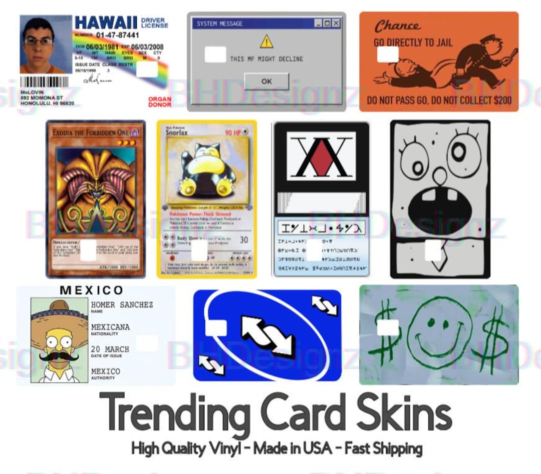 Credit Card Sticker Skin Custom Debit Card Cover Pop Culture Trending ...
