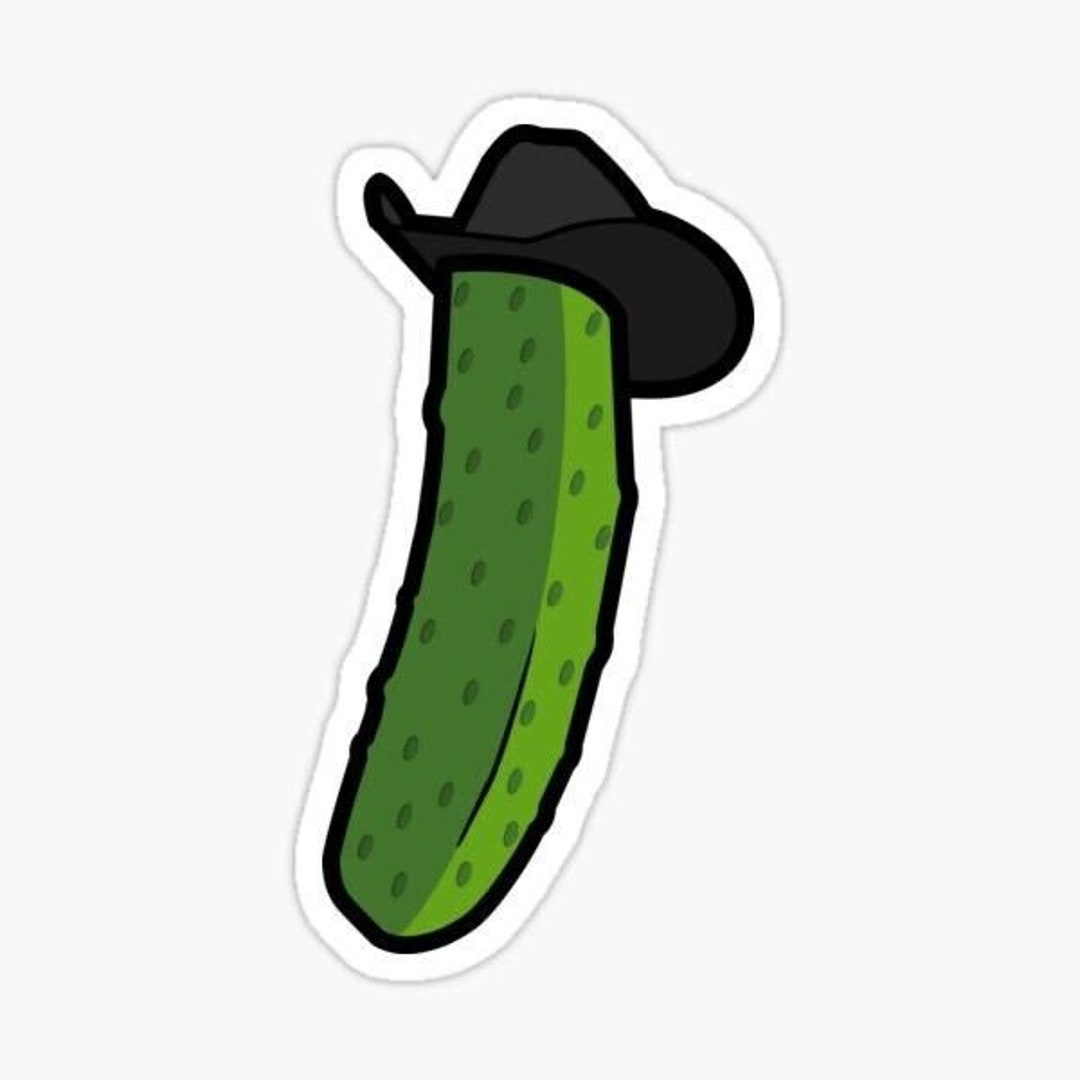 Pickle Wearing Cowboy Hat Funny Meme Decal Classic Sticker Cute ...