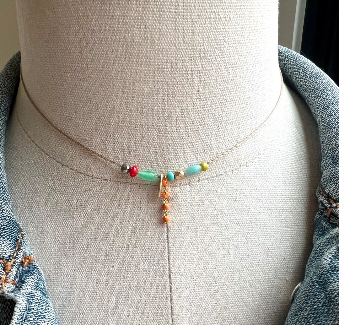 Dainty Beaded Choker Colorful Choker String Choker Charm - Etsy