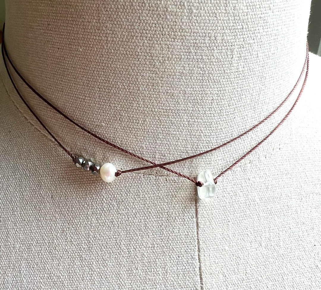 Double Beaded Choker, Choker Necklace, Pearl Choker, String Choker ...