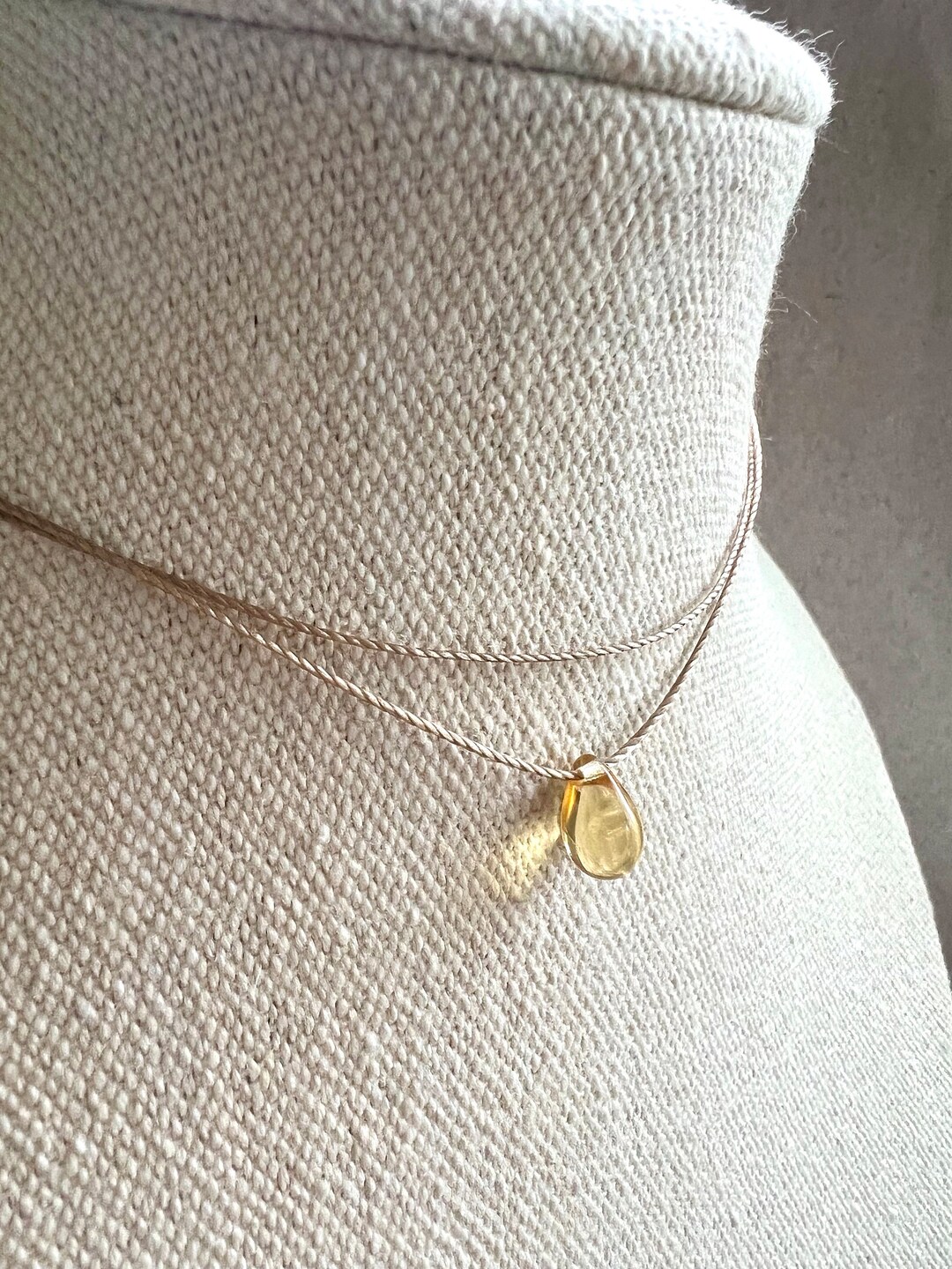 Light Topaz Teardrop Choker, Dainty Choker, Double Choker, Layering ...