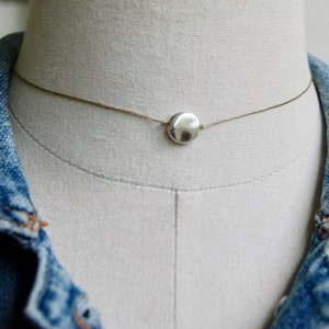 Silver Coin Choker,string Choker,cord Choker,simple Choker,beaded ...