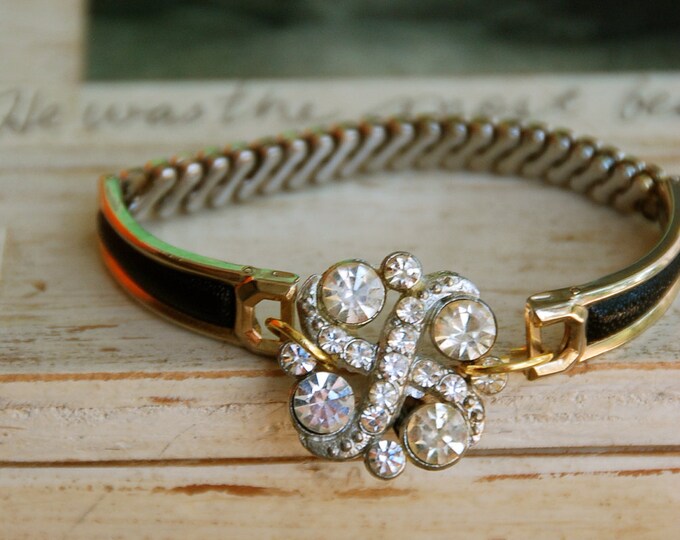 Modern Elegance.vintage Rhinestone Watch Bracelet.tiedupmemories - Etsy