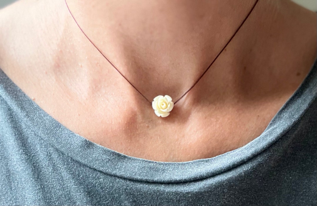 Mini Rose Choker, Red Rose Necklace, Minimalist Choker, Simple Choker ...