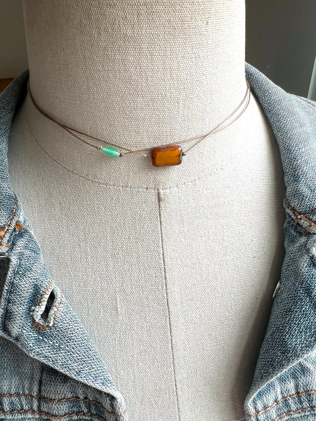 Glass Beaded Double Choker, String Choker, Boho Choker, Bohemian ...