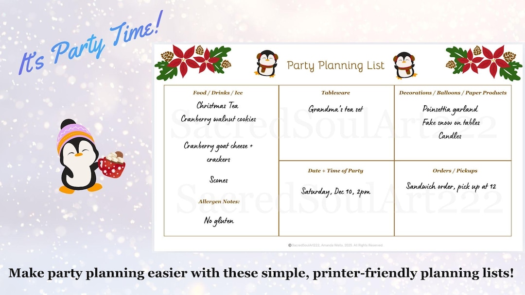 Digital Download: Penguin Theme Party Planning List Printer Friendly - Etsy
