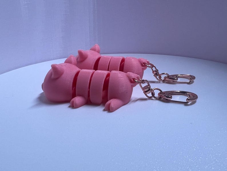 Peppa-inspired Pink Pig Keychains – Articulated Piggy Pair With Rose ...