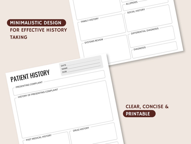 Patient History Taking Sheet Template for Medical Students ...