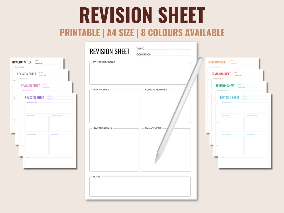 Medicine Revision Sheet, Nursing Revision Sheet, Minimalistic Revision ...