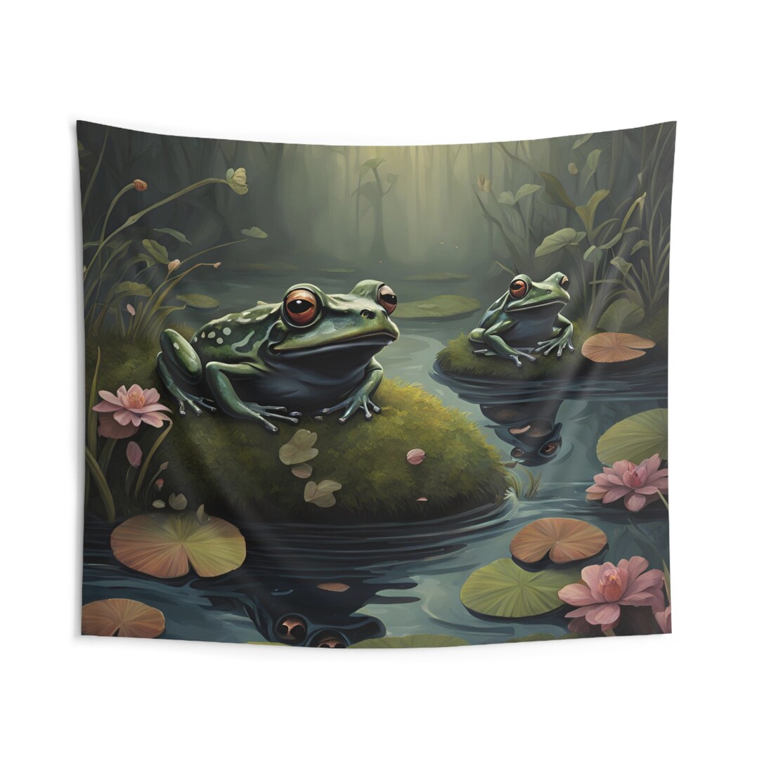 Dark Cottagecore Frogs Indoor Wall Tapestry, Frog Lover Gift, Wall ...