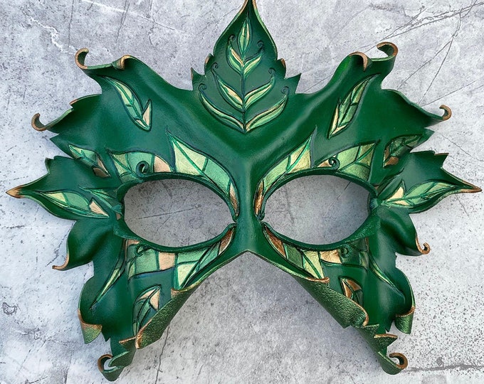 Green Woman Leather Mask for Nature Spirit or Forest Dryad | Etsy