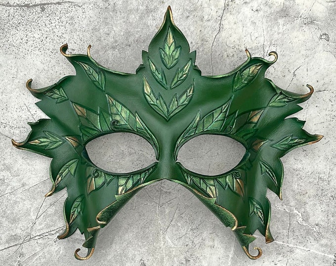 Green Woman Leather Mask for Nature Spirit or Forest Dryad Costume ...