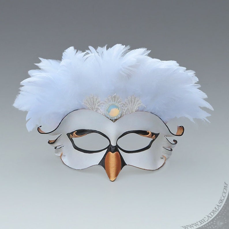 White Swan Leather Mask With Fluffy Feather Headdress and - Etsy