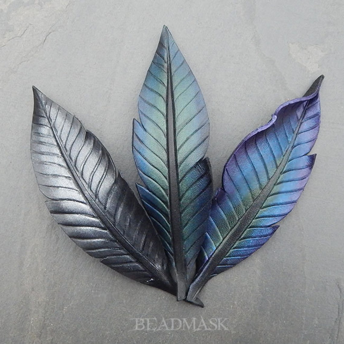 Corvidae Feather Leather Hair Barrette With French Clip. | Etsy