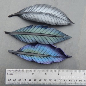 Corvidae Feather Leather Hair Barrette With French Clip. Iridescent ...