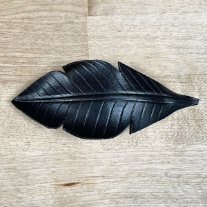 Corvidae Feather Leather Hair Barrette With French Clip. - Etsy
