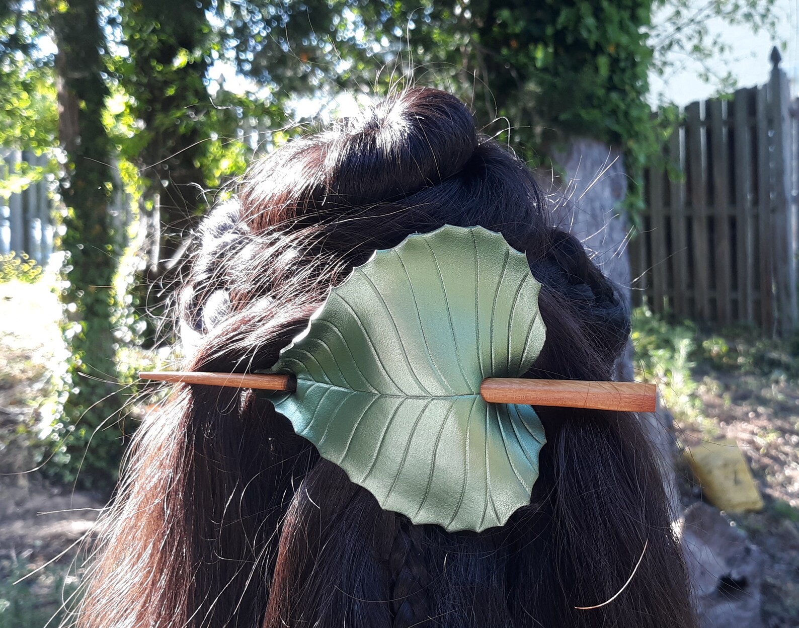 Fall Leaf Leather Hair Slide or Stick Barrette. Hand Painted | Etsy