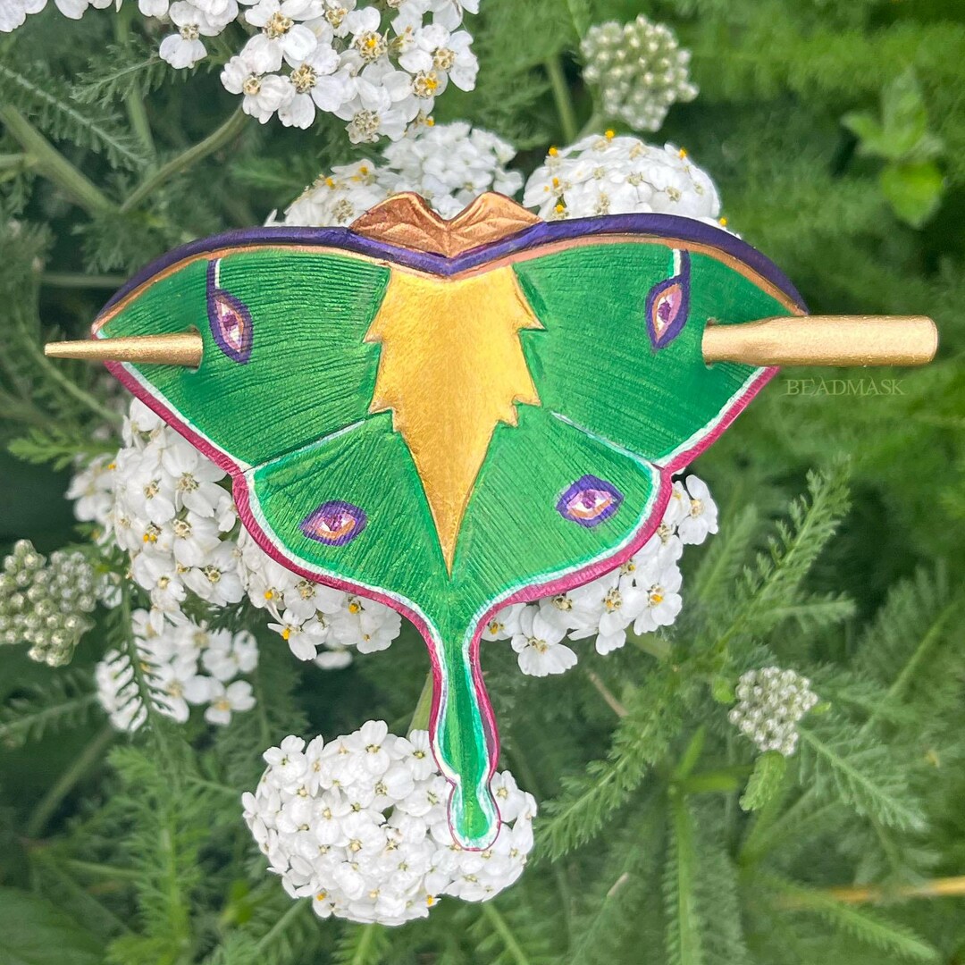 Tooled Leather Luna Moth Hair Stick: Little Shawl Pin or Ponytail ...