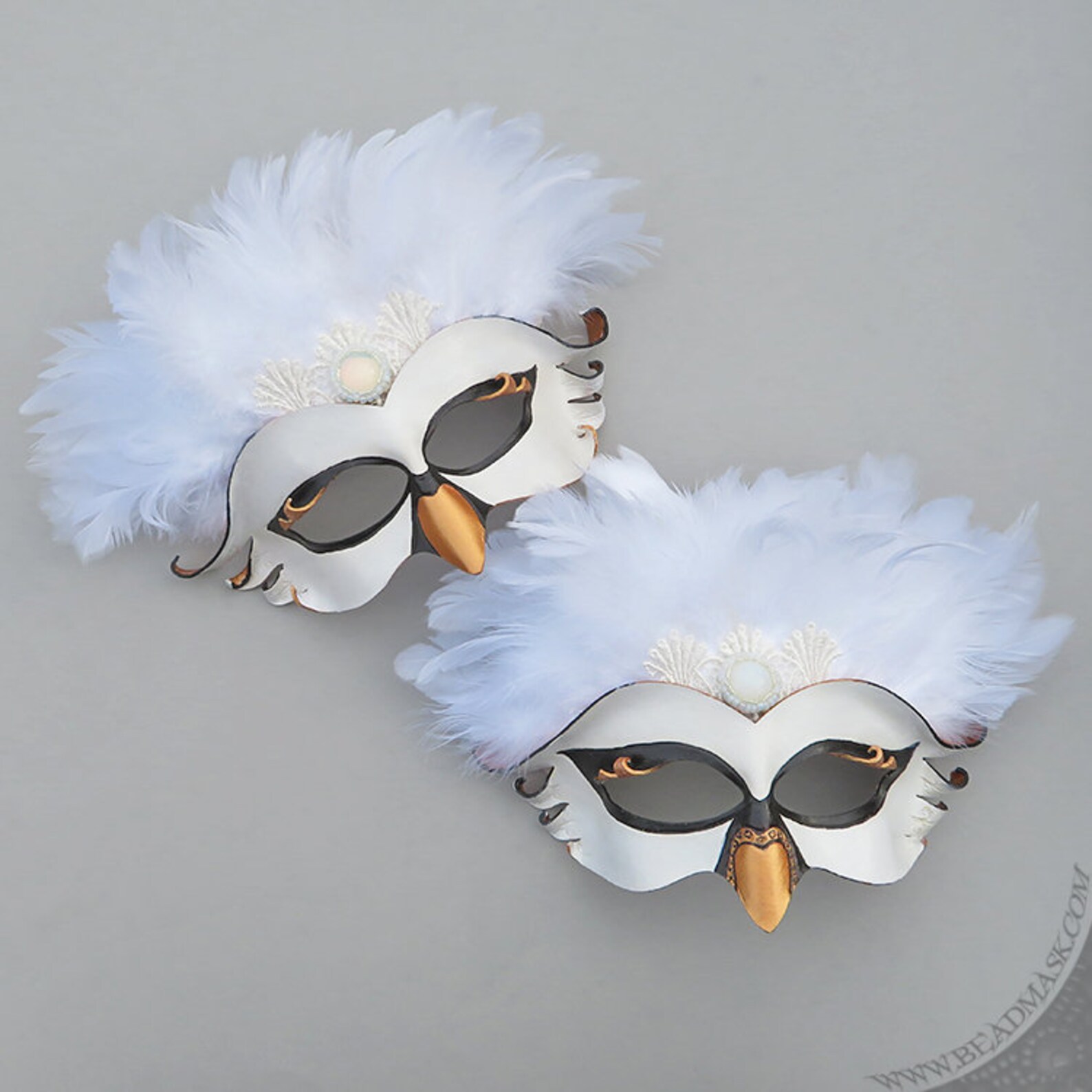 White Swan Leather Mask With Fluffy Feather Headdress and - Etsy
