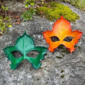 Forest Green Leather Leaf Mask for Woodland Fairy Costume. Greenman ...