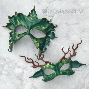 Green Woman Leather Mask for Nature Spirit or Forest Dryad Costume ...