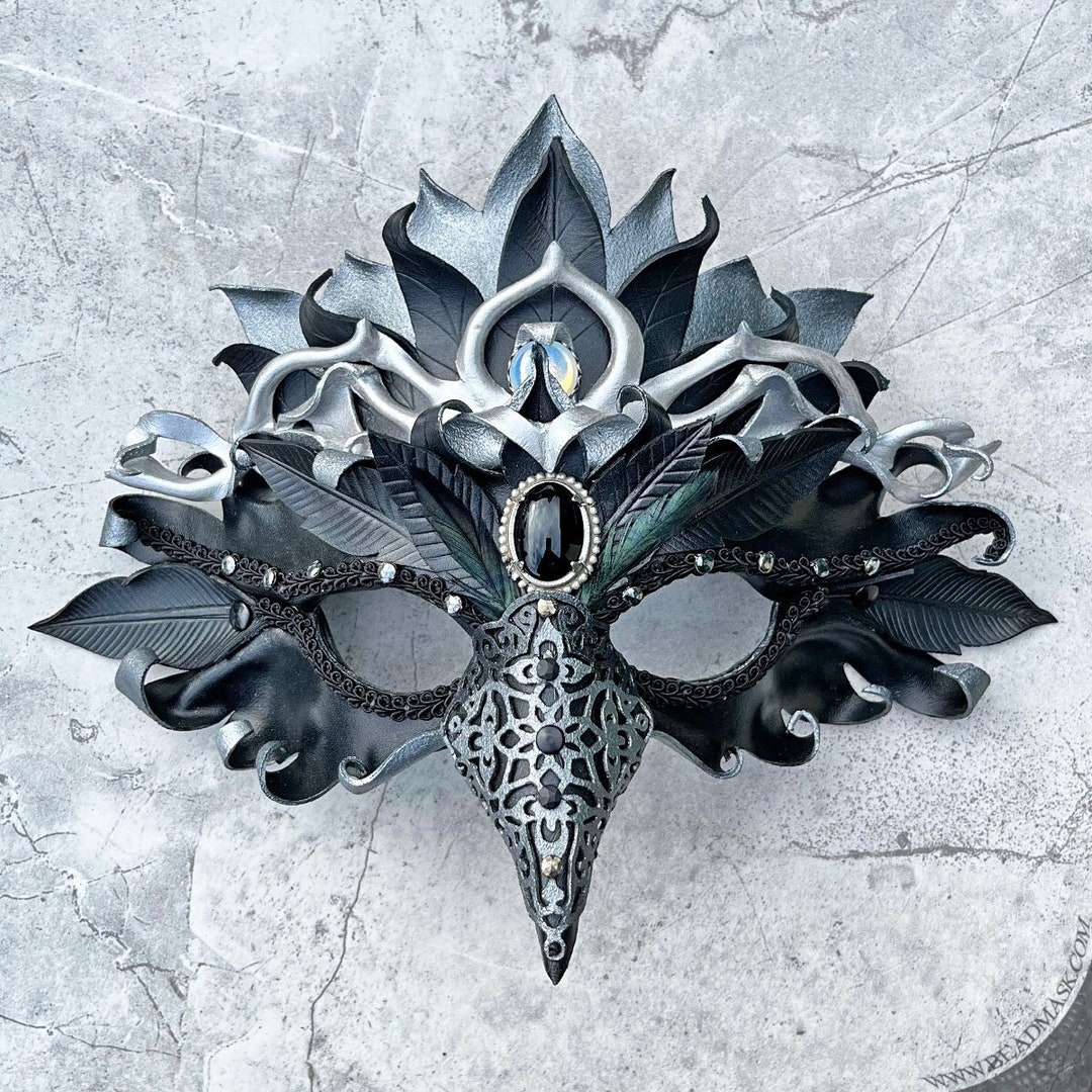 Jeweled Raven Leather Mask for Halloween Costume Party or Masquerade ...