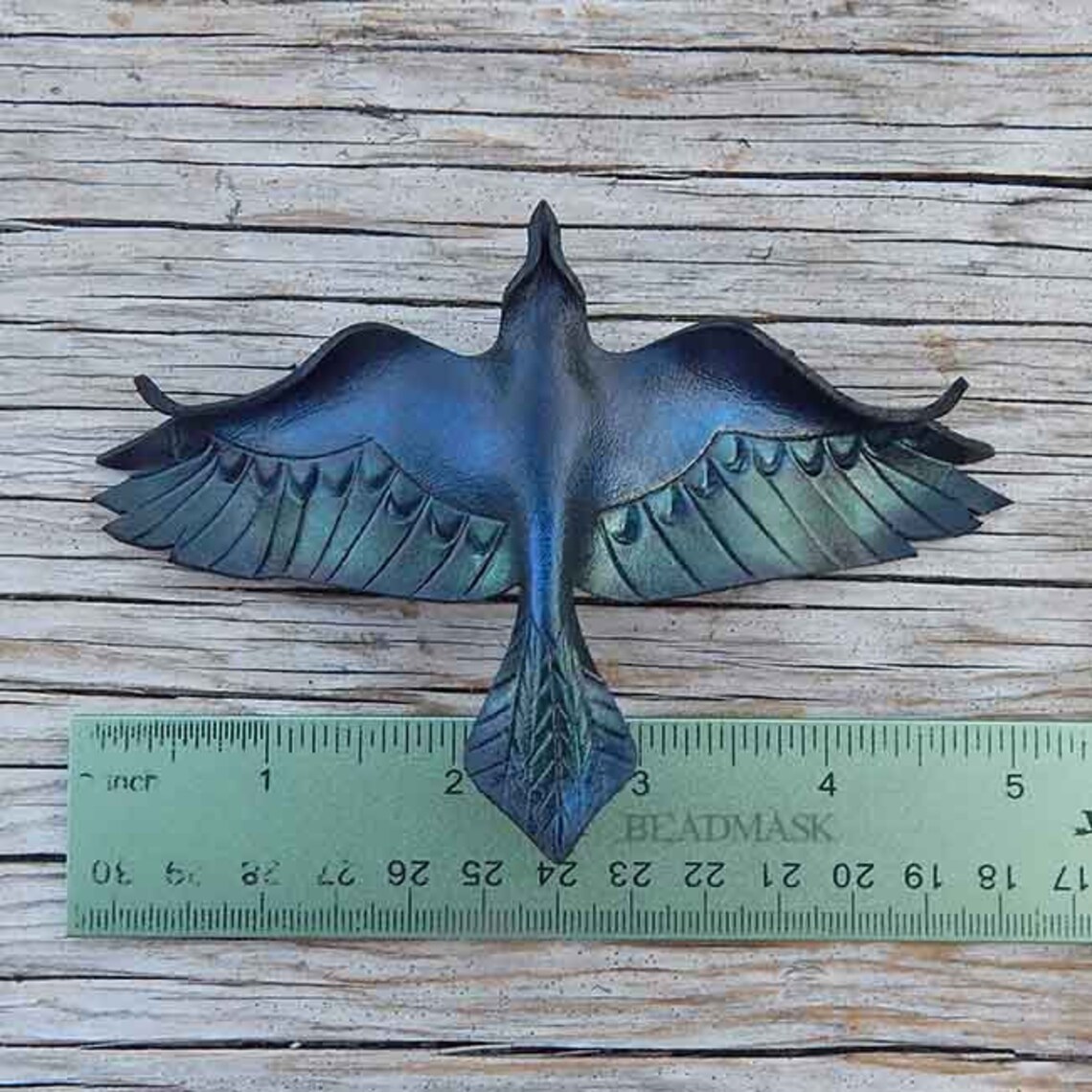 Hand painted raven leather hair barrette with French clip | Etsy