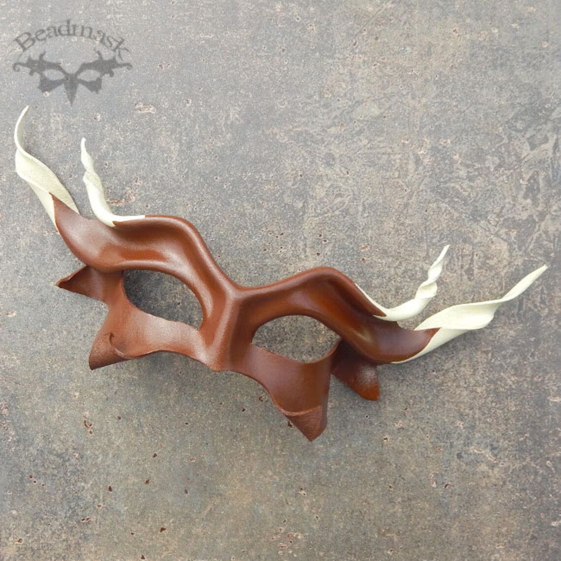 Horned Leather Mask in Chocolate and Ivory. Unisex Adult Half - Etsy