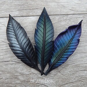 Corvidae Feather Leather Hair Barrette With French Clip. Iridescent ...