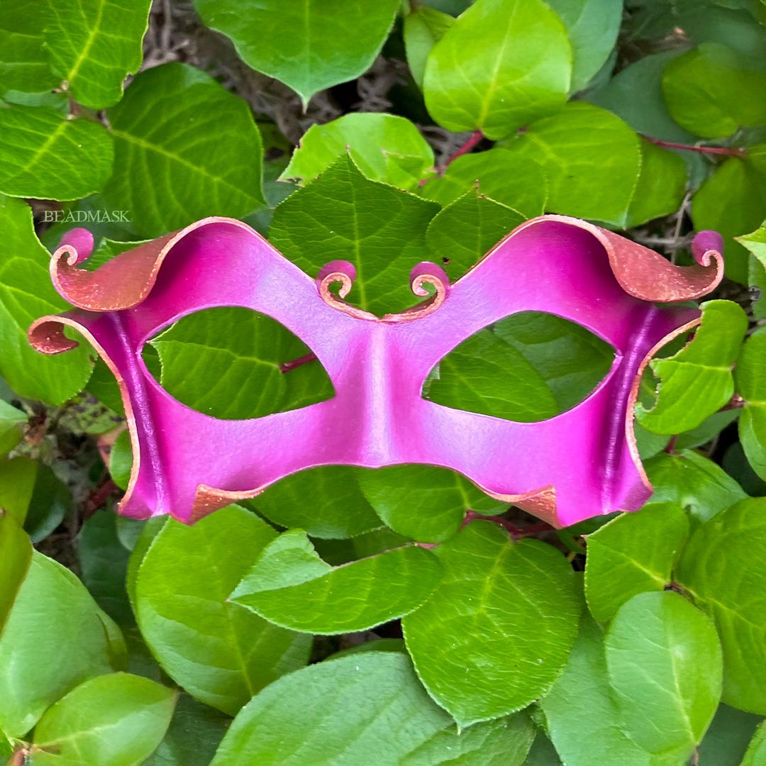 Pink and Orange Leather Faerie Half Mask: Colorful Butterfly Costume ...