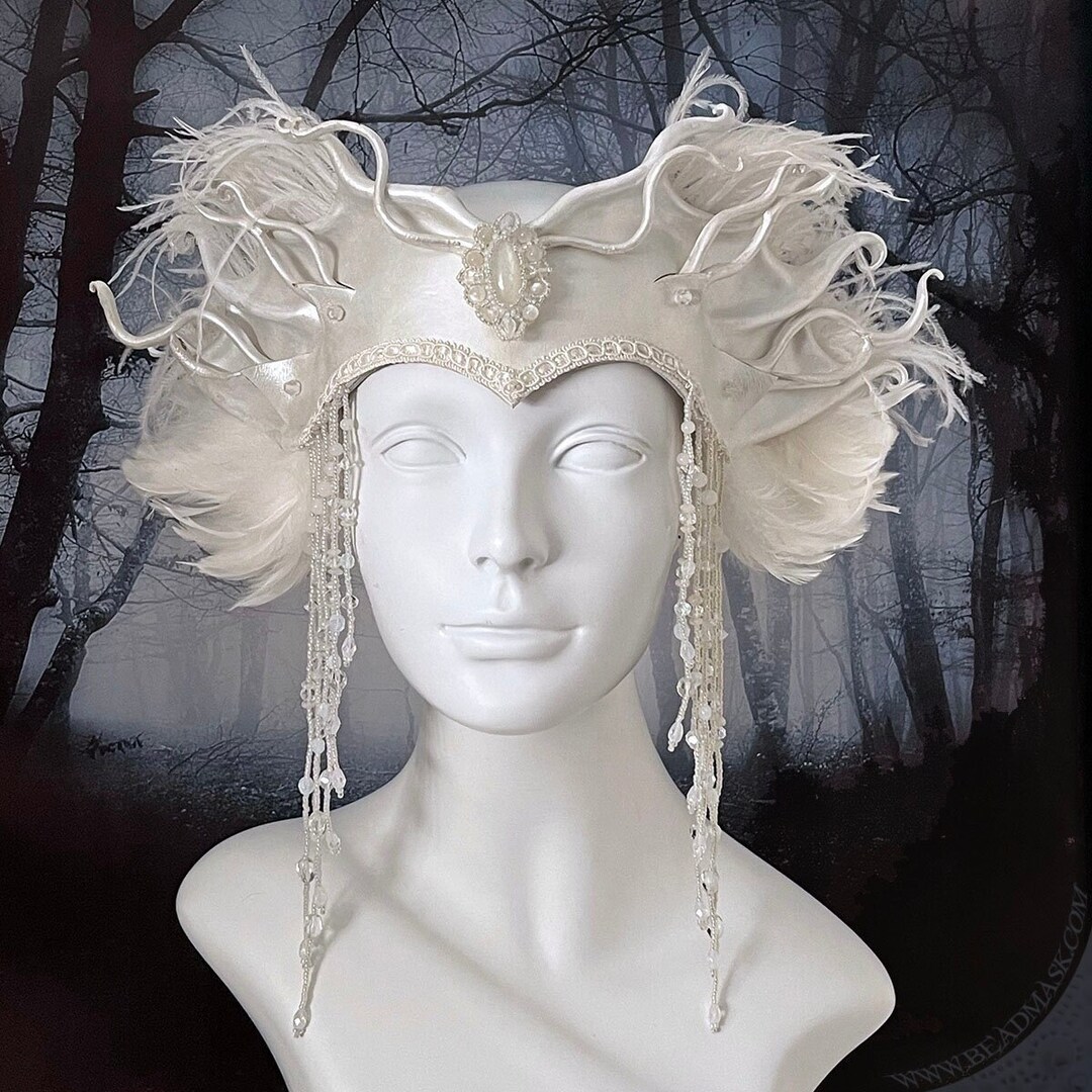 Snow Queen Headpiece With White Moonstone and Beaded Veil. - Etsy