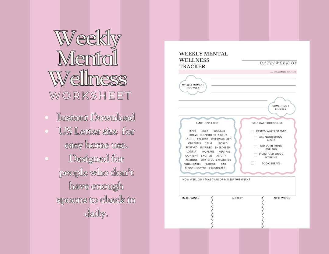 Weekly Wellness Check-in Printable – Neurodivergent-friendly Mental ...