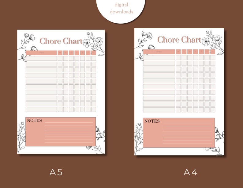 Family Chore Chart | Printable Weekly Organizer | A4, A5, US Letter ...
