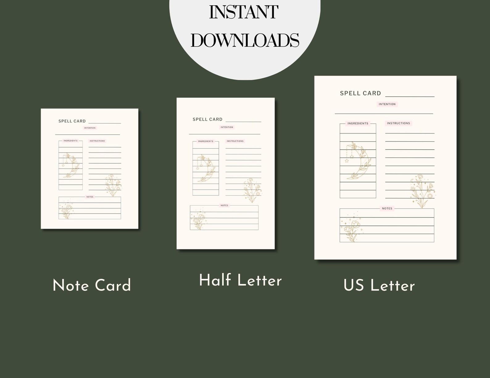 Printable Witchy Spell Cards | DIY Spell Recipe Templates | Editable ...