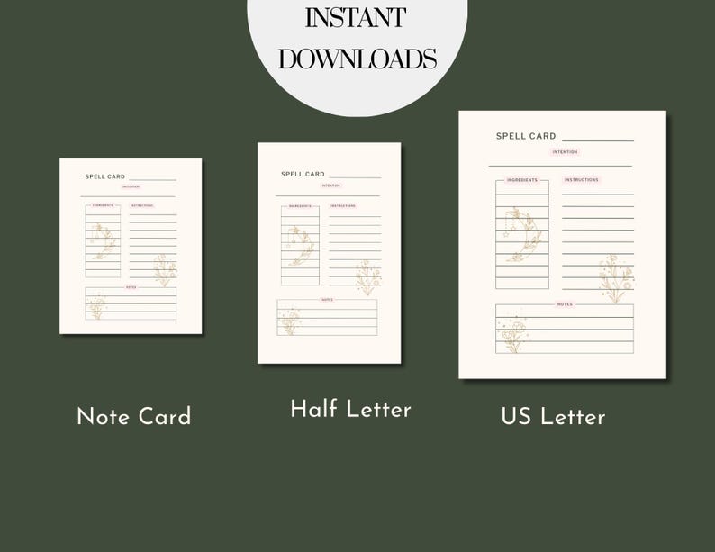 Printable Witchy Spell Cards DIY Spell Recipe Templates Editable ...