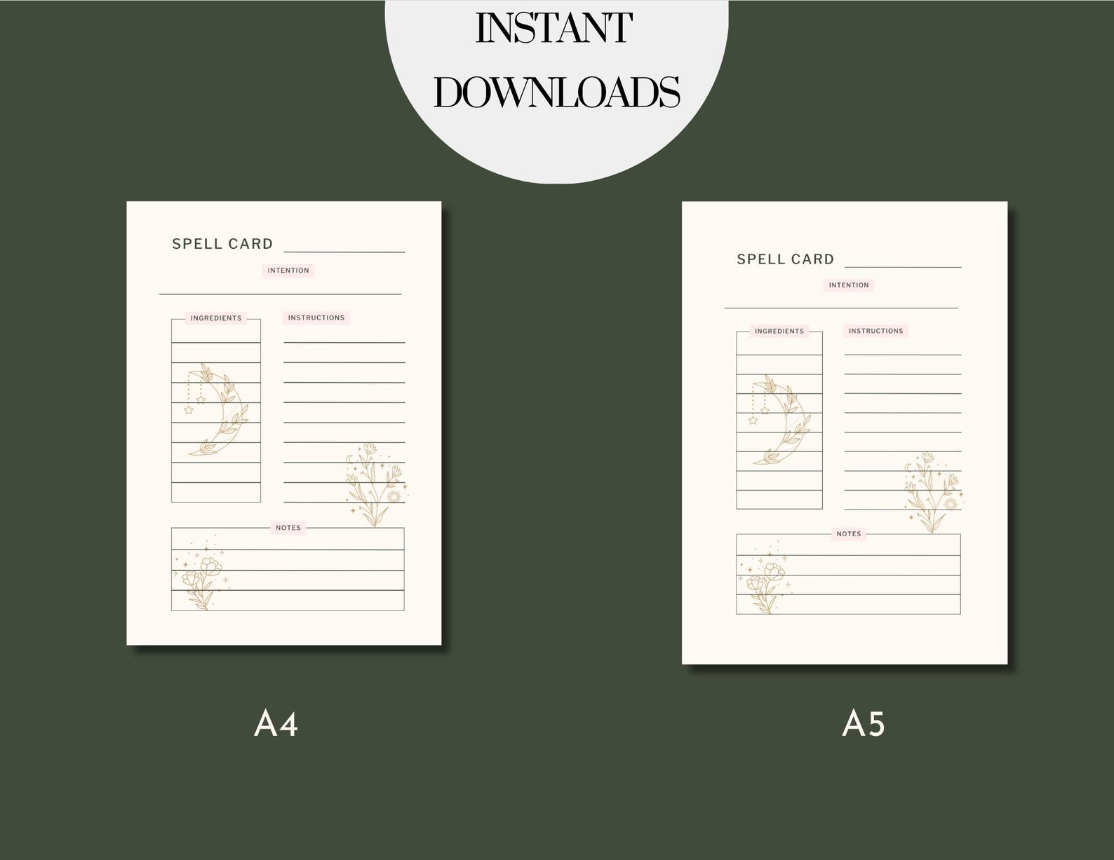 Printable Witchy Spell Cards | DIY Spell Recipe Templates | Editable ...