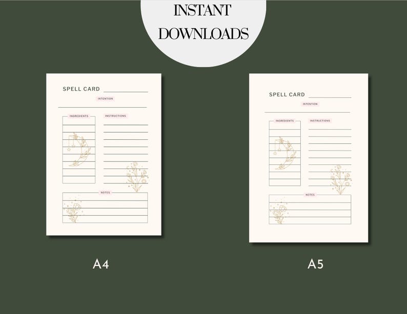 Printable Witchy Spell Cards DIY Spell Recipe Templates Editable ...