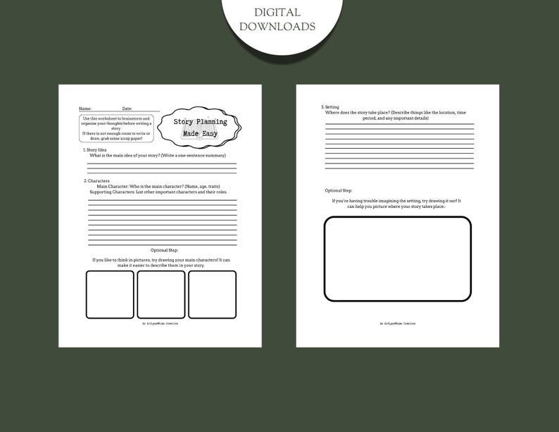 Homeschool Story Planner Worksheet | Kids Writing Prompts (PDF) - Etsy