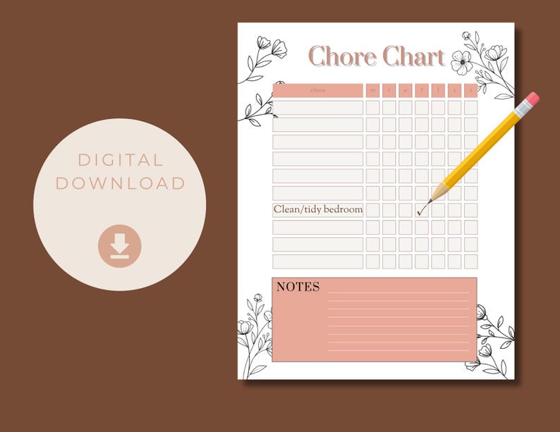 Family Chore Chart | Printable Weekly Organizer | A4, A5, US Letter ...