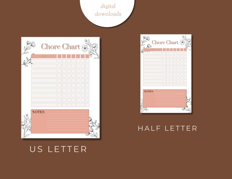 Family Chore Chart | Printable Weekly Organizer | A4, A5, US Letter ...