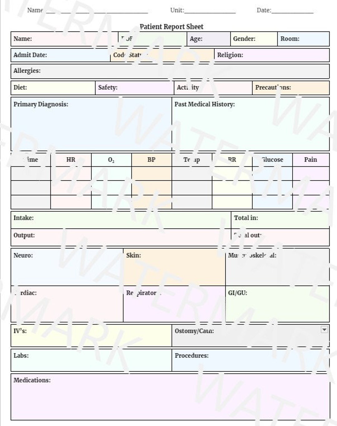 Patient Report Sheet - Etsy
