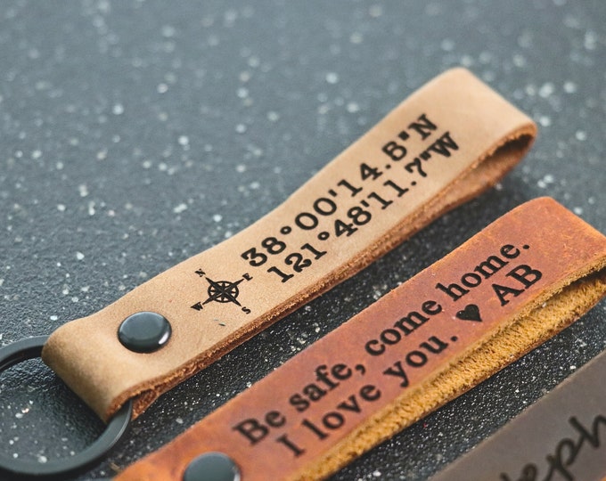 Personalized Leather Keychain, Custom Monogram Keychain, Key Fob ...